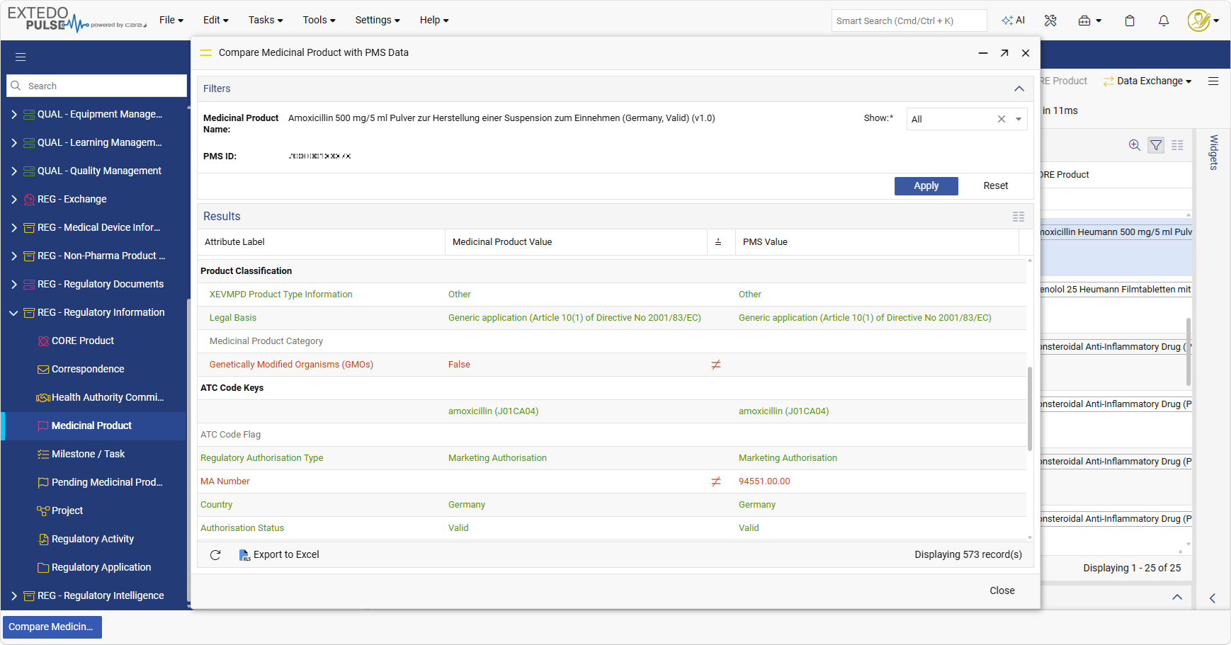 Download, compare and submit IDMP data to PMS